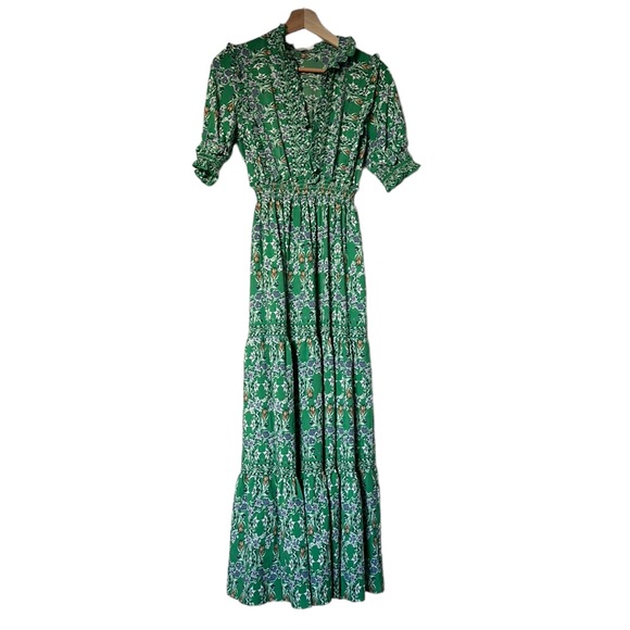 Max Studio | Dresses | Max Studio Kelly Green Floral Tiered Maxi Dress ...